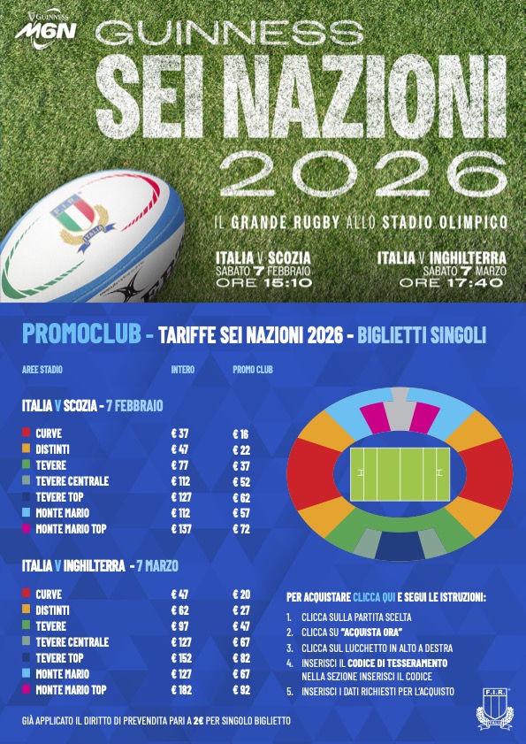 Guinness Men’s Six Nations 2026, via alla prevendita per le gare interne con Scozia e ...